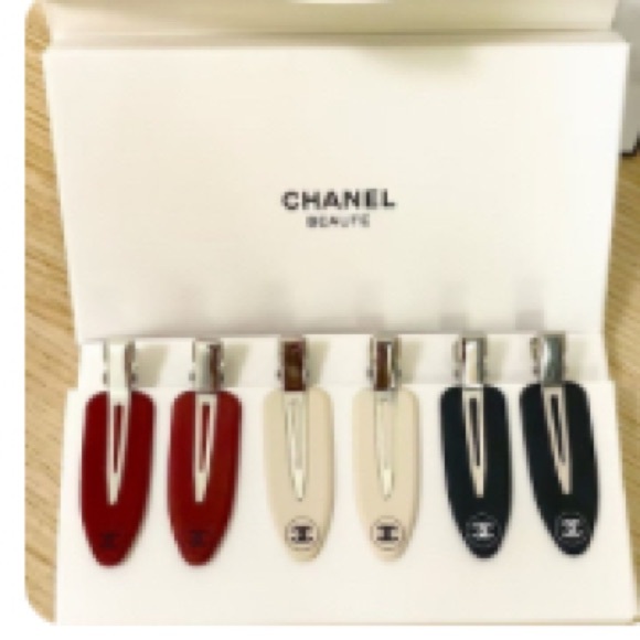 CHANEL | Hair | Chanel Red Cream And Black Clips Hair Set | Poshmark